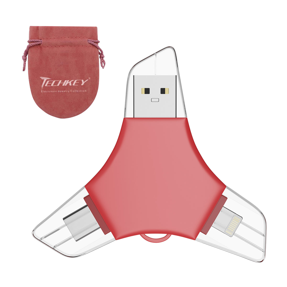 USB Flash Drive 128gb, Techkey® Pen Drive with Silver Polishing Cloth ...